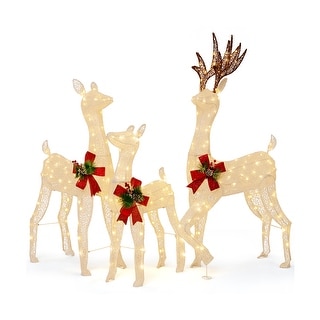 3-Piece Pre-lit Christmas Reindeer Family with 230 Warm White LED ...