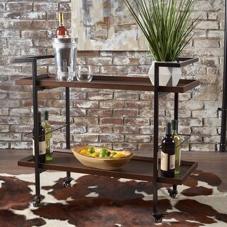 Industrial Bar Cart with Rolling Casters & Lock - Powder-Coated Frame ...