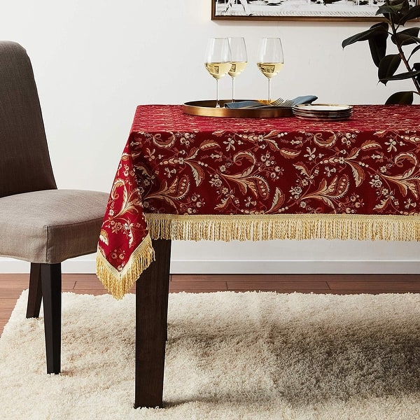 Violet Linen Luxury Damask Floral Pattern Tablecloth - Bed Bath ...