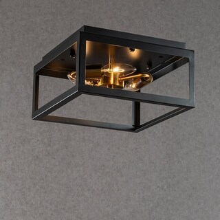 CraftHome Modern Industrial Matte Black Flush Mount Square Rustic 3 ...