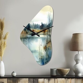 Designart - Summer Lake Landscape Illustration II - Lake Wall Clock in ...