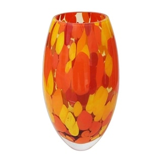 Novica Handmade Colors Of Fire Handblown Recycled Glass Vase - Bed Bath ...