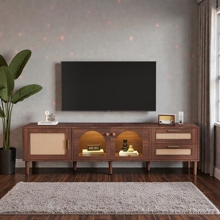 70.8" TV Stand for TVs up to 80 Inch, Media Console with App Controlled ...