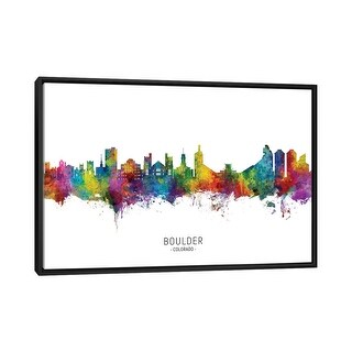 iCanvas "Boulder Colorado Skyline City Name" by Michael Tompsett Framed ...