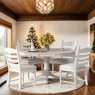 5-Piece Extendable Dining Table Set With 4 Upholstered Chairs for Home ...