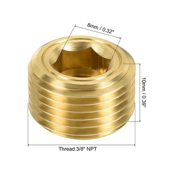 Brass Pipe Plug Male Thread Hex Internal Head Socket Fitting Air Fuel ...