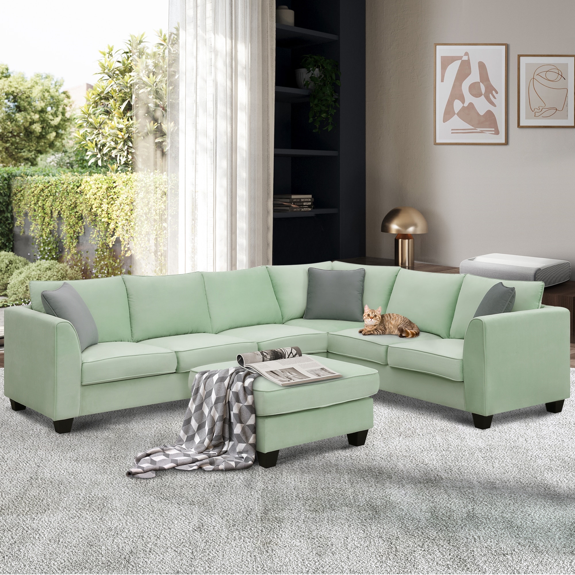 light green sectional sofas