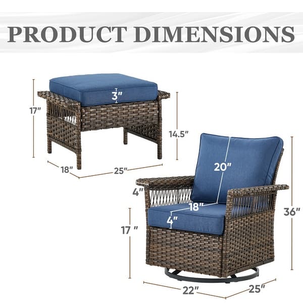 Outdoor Swivel Chair Gliders Chair Ottoman - Bed Bath & Beyond - 40187712