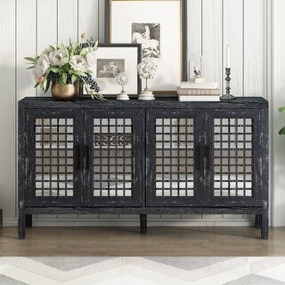 Sofa Table Sideboard with 4 Doors Console Table, Black - Bed Bath ...