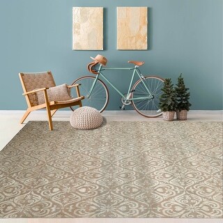 Hand Knotted Tibetan Aqua Wool & Silk Traditional Oriental Area Rug - 6 ...
