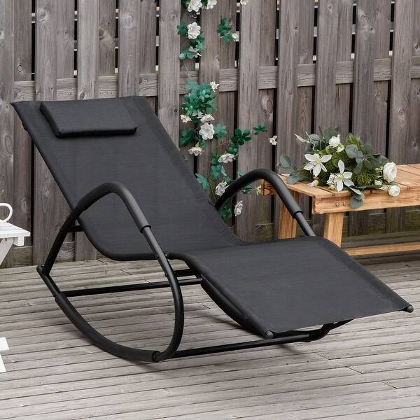 Outsunny Garden Rocking Sun Lounger Outdoor Zero-gravity Reclining ...
