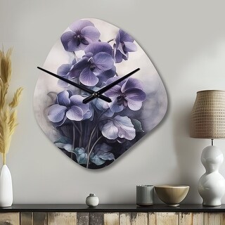 Purple Grey Violets Dream II - Floral Wall Clocks in Asymmetrical ...