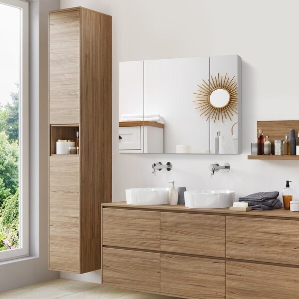 Kleankin triple door led bathroom mirror medicine cabinet store