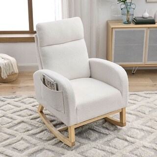 High Backrest Lounge Rocking Chair with Side Pockets - Bed Bath ...
