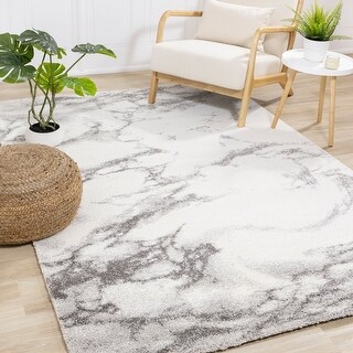 Grey White Marble Swirl Area Rug - Bed Bath & Beyond - 36760692