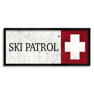 Stupell Distressed Ski Patrol Sign Rustic Grain Pattern Framed Wall Art ...