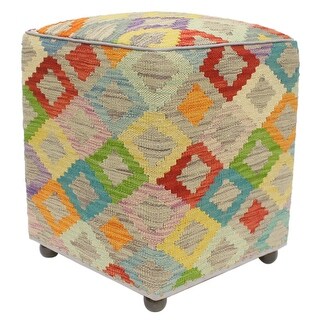 Tribal Pearson Handmade Kilim Upholstered Ottoman - Bed Bath & Beyond ...