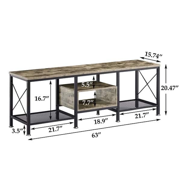VECELO Large TV Console and TV Cabinet Industrial Entertainment Center ...