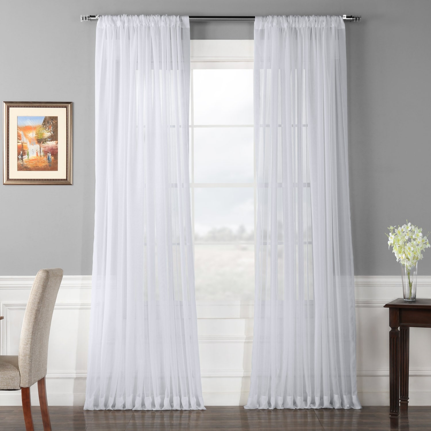 Ronin Tufted Embroidered Semi Sheer Curtain, 1 Panel - On Sale - Bed ...