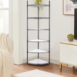 6-Tier Corner Metal Wire Shelving Unit in Black (18 in. W x 72 in. H x ...
