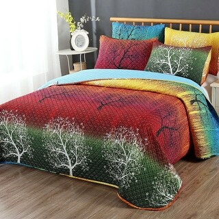 King Rainbow Tree Bedspread Set Quilt & Pillow Shams Green - Bed Bath ...