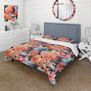 Designart "Pink Rebel Soul Floral Pattern" Cottage Bedding Cover Set ...