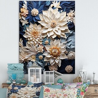 Designart "Paper Mache Flower Blossums Radiance" Flowers Wall Art - Bed ...