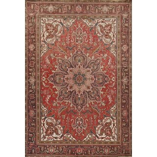 Tradiitonal Heriz Persian Vintage Area Rug Handmade Red Wool Carpet - 8 ...