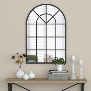Mesilla Framed Arched Window Pane Decorative Mirror - N/A - Bed Bath ...