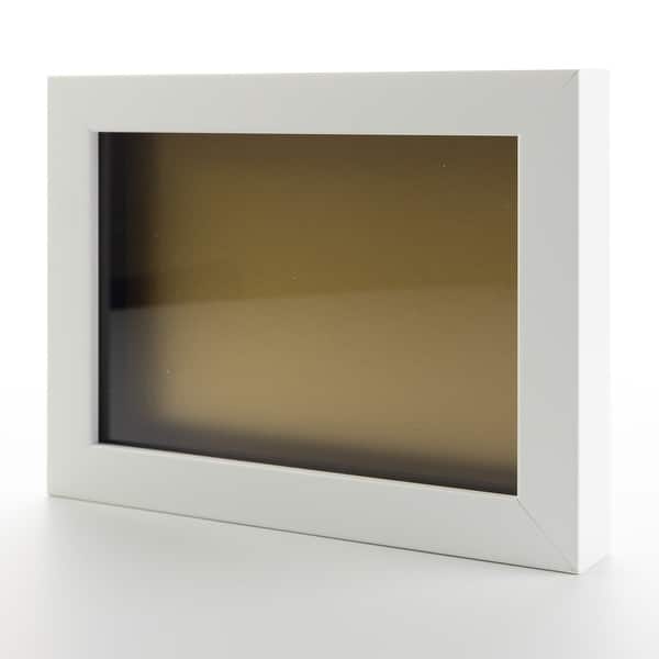 White 24x30 Wood Shadow Box with Gold Acid-Free Backing - With 11/16 ...