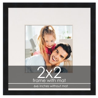 2x2 Frame with Mat - Black 6x6 Frame Wood Made to Display Print or ...