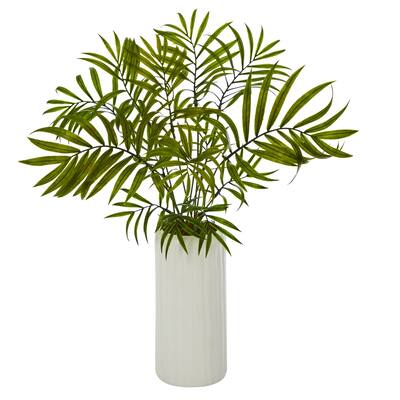 18" Mini Areca Palm Artificial Plant in White Planter - Overstock ...