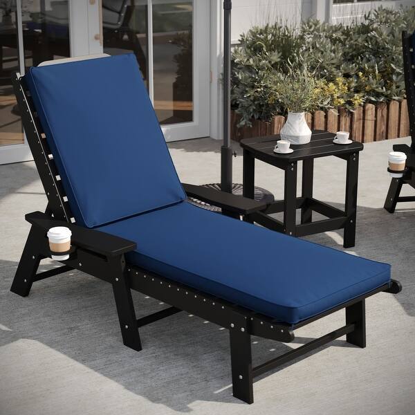 Commercial Water-Resistant Outdoor Chaise Lounge Patio Cushion (Cushion ...
