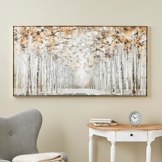 Gray Canvas Forest Landscape Framed Wall Art with Brown Accents - Bed ...