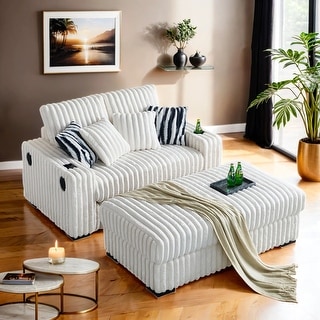 Loveseat Sofa With Ottoman,Bluetooth Speaker,Wireless Charging & Built ...