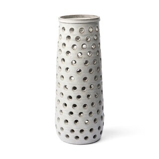 Organic White Glaze Pierced Dot Ceramic Vase - Bed Bath & Beyond - 35026718