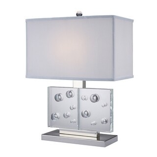 22 Inch Table Lamp, Crystal Stand, Rectangular Shade, Metal, Clear ...