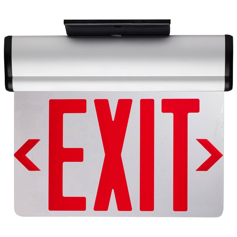 Red (Mirror) Edge Lit LED Exit Sign 90min Ni-Cad backup 120/277V Dual ...