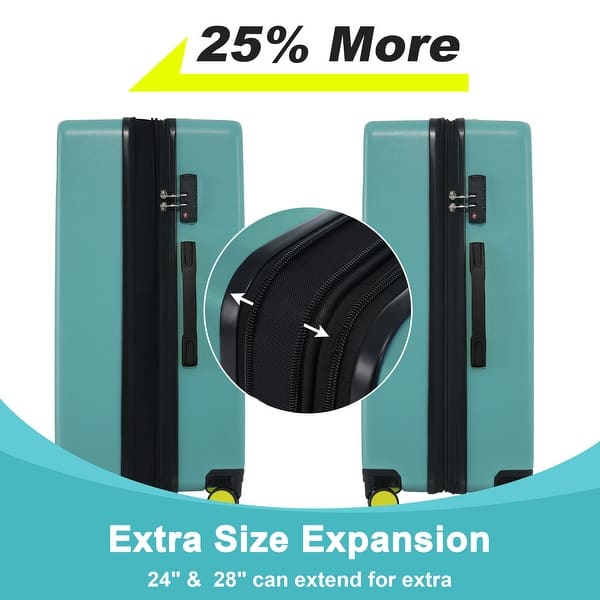 Teal Blue Expandable Lightweight Luggage Suitcase w/ Wheel Spinner ...