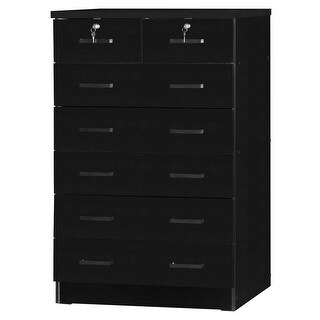 7 Drawer Chest Wooden Dresser with Lock in Black - Bed Bath & Beyond ...