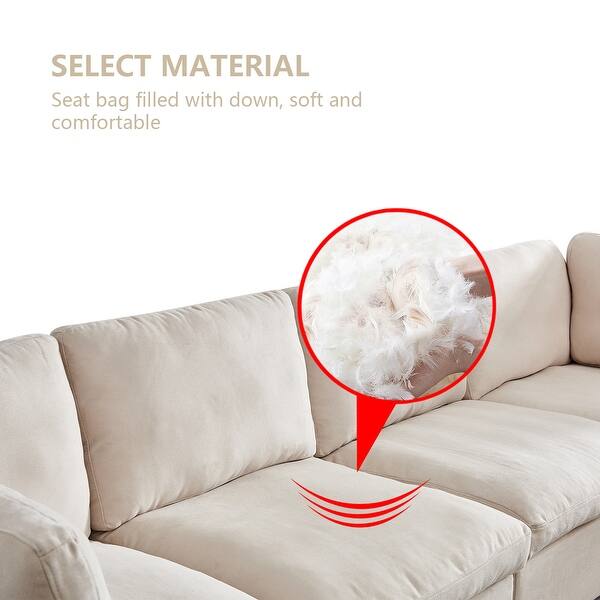 L Shape Modular Soft Fabric Sofa Filled with Down - On Sale - Bed Bath ...