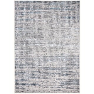 7' X 10' Blue Gray And Ivory Abstract Stain Resistant Area Rug - 3'6 ...