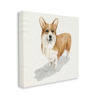 Stupell Happy Corgi Dog Pet Portrait Neutral Shadow Canvas Wall Art ...