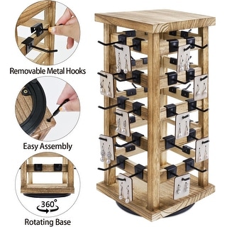 Wood Rotating Jewelry Display Tower with 42 Removable Hooks - S - Bed ...