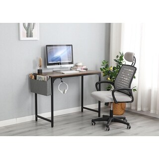 Small Black Metal Frame Computer Desk w/ Shelves - Great for Writing ...