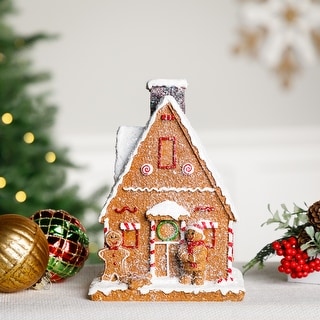 Frosted Gingerbread House with Gingerbread Man Christmas Decoration - 8 ...