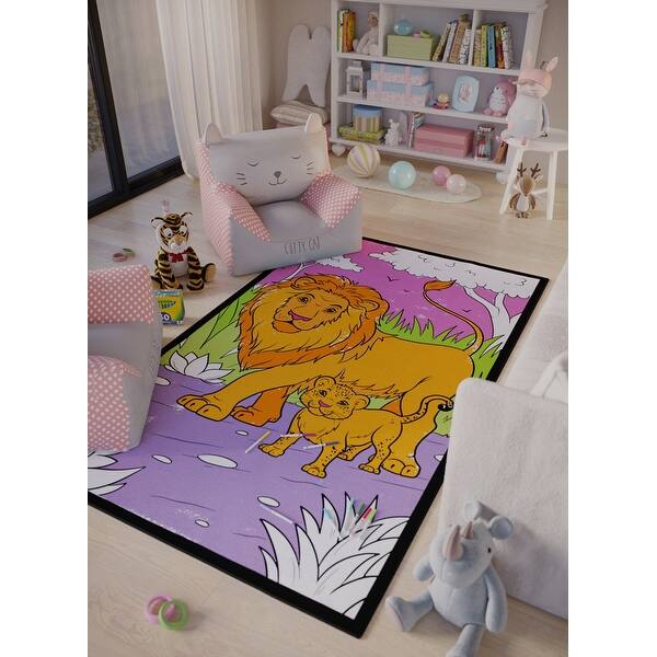 Kids Adult Coloring Book Rug Washable Markers Artist Animal Safari ...