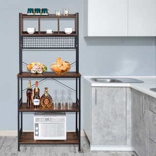 5-Tier Multifunctional Multi-level Kitchen Rack with Hooks and Shelves ...