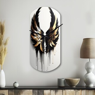 Designart - Black Silver And Gold Angel Wings III - Wings Angel Large ...