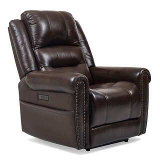 Top Grain Leather Power Recliner with Power Headrest and Charging Ports ...